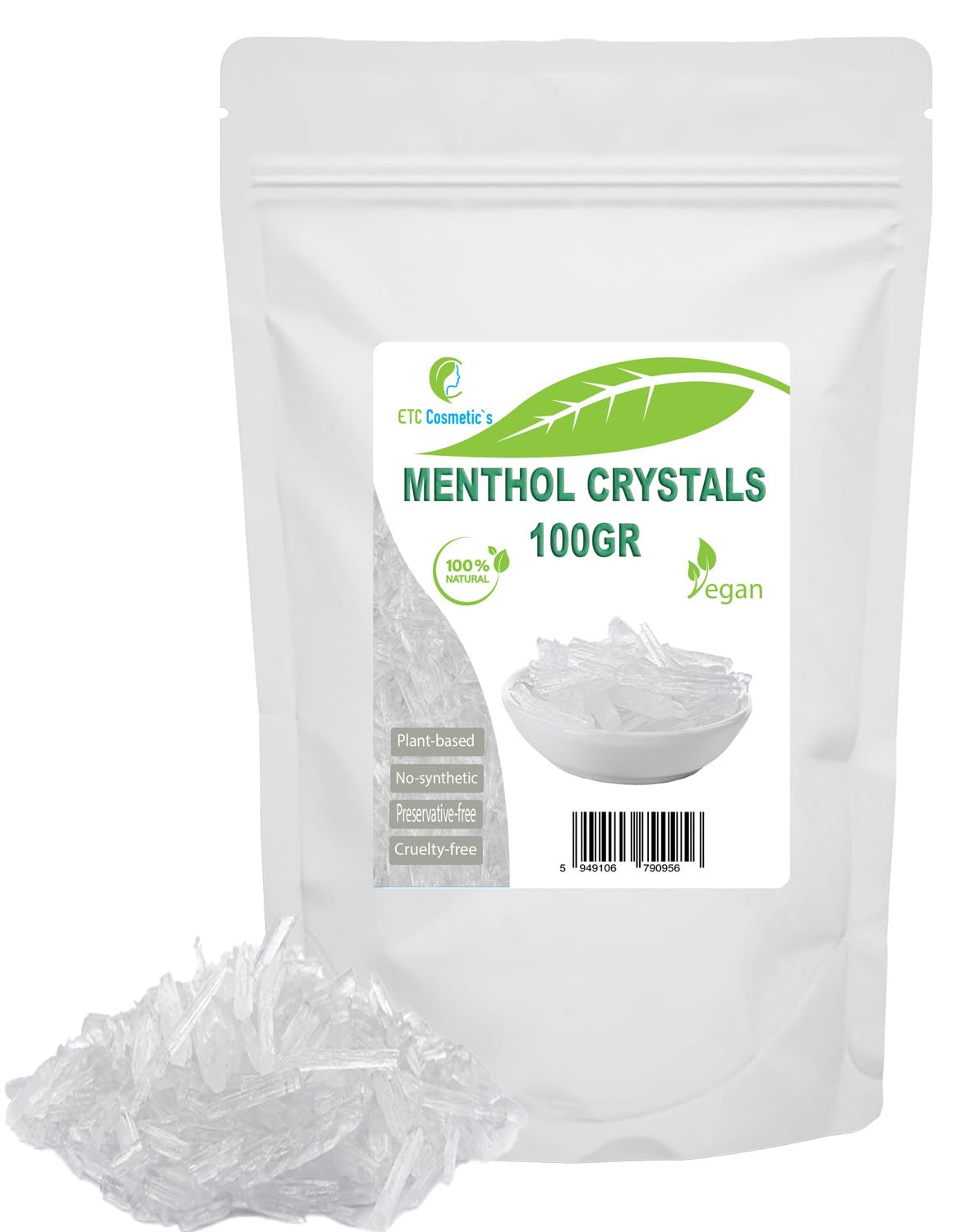 Menthol Crystals - 100 gr - Cooling and freshening Effect, Used as ...