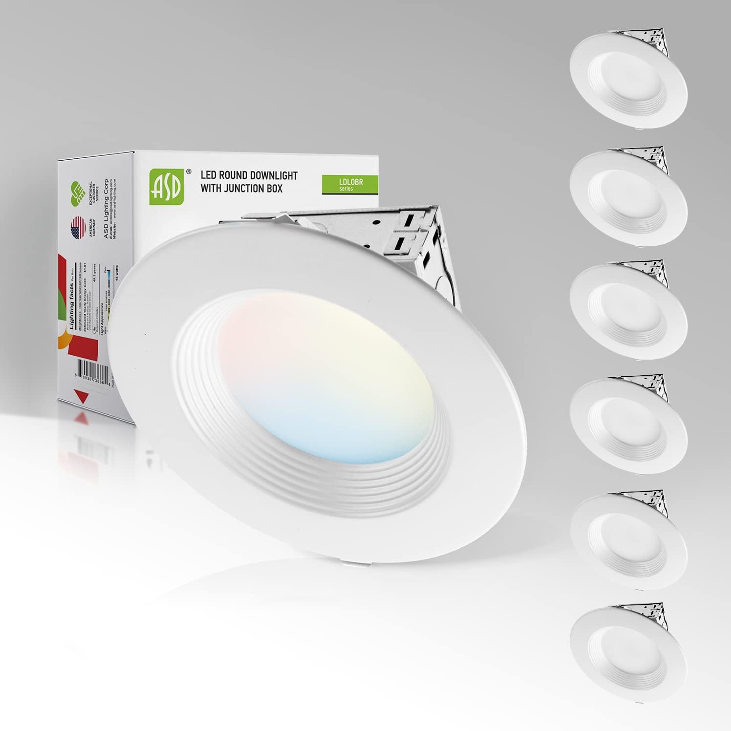 ASD 6 Pack 6 Inch LED Recessed Lighting with Integrated Junction Box ...