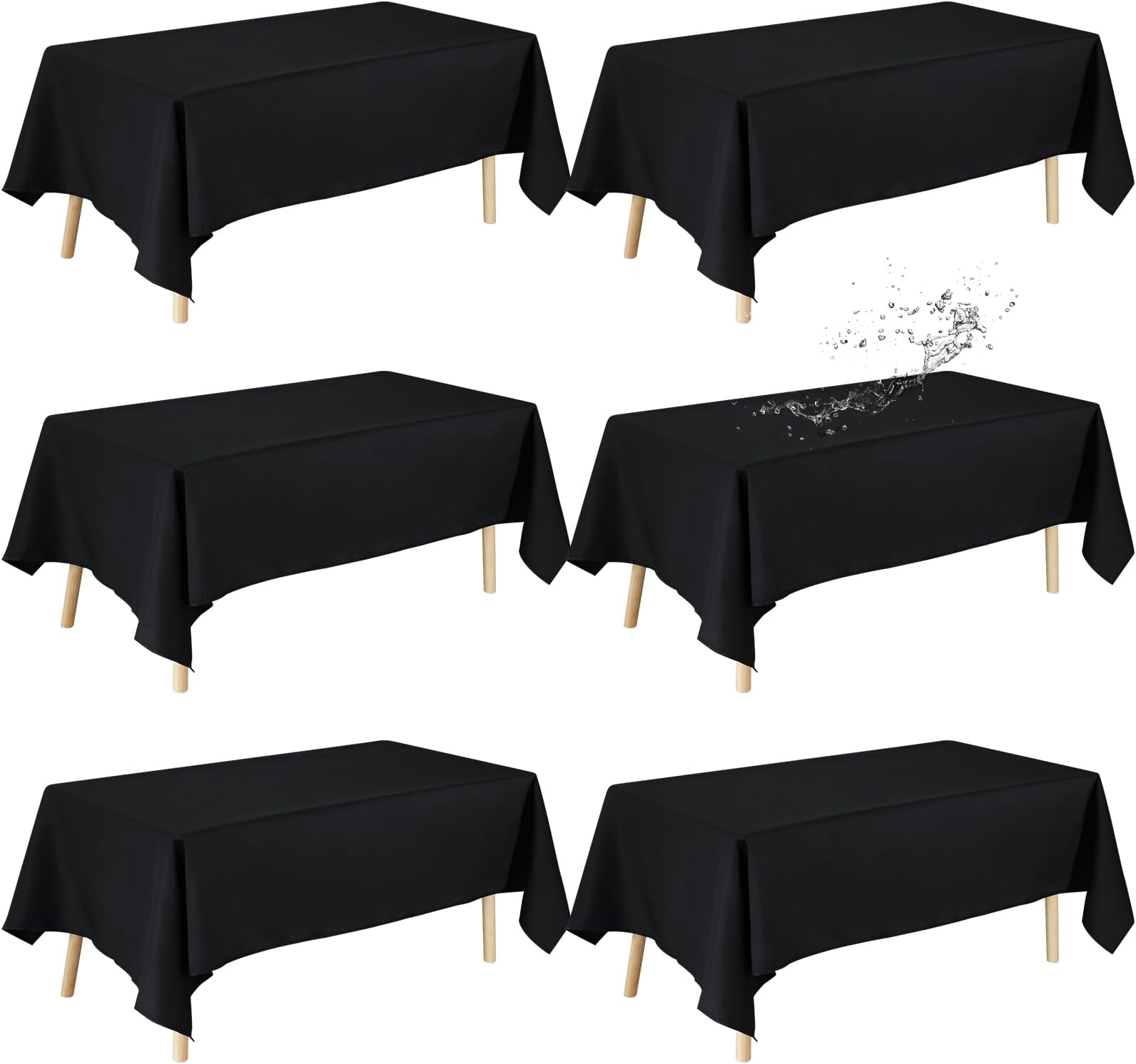 Amazon.com: Fixwal 6 Pack Black Washable Polyester Table Cloth, 60 x ...