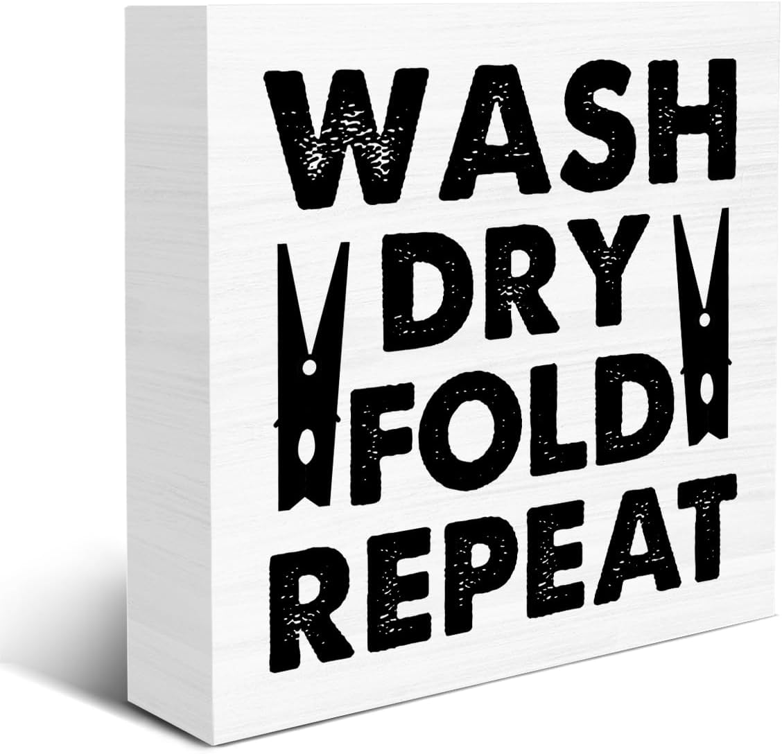 Amazon.com: OOINISUU Laundry Sign - Laundry Room Signs Wash Dry Fold ...