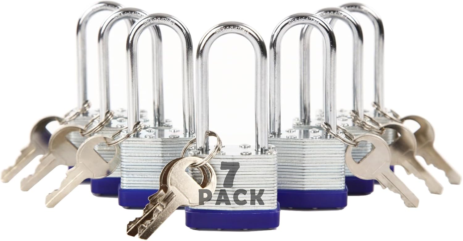 SEPOX® 7 Pcs Keyed-Alike Padlock with Same Key 14Pcs, Extra Long ...