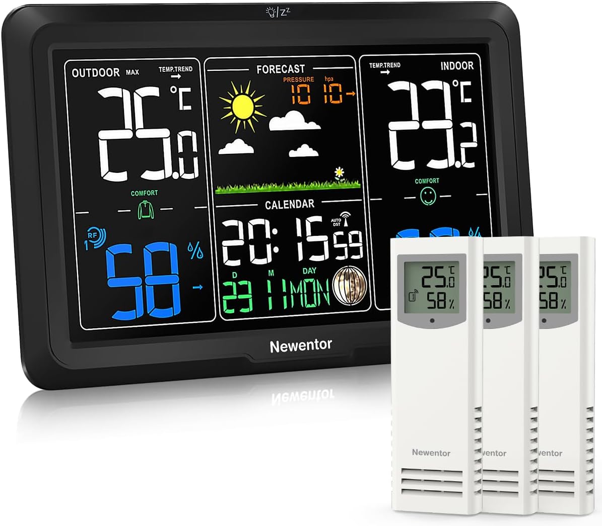 Amazon.com: Newentor Weather Station Wireless Indoor Outdoor with 3 ...