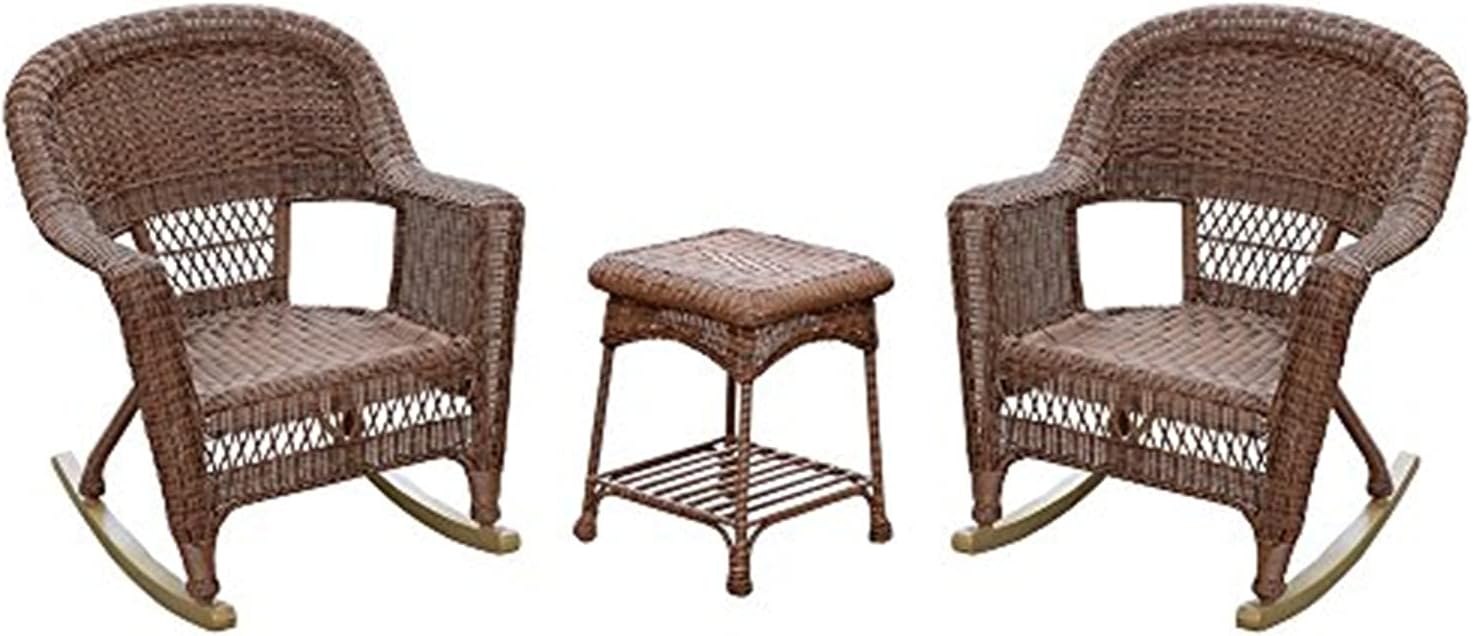 Amazon.com: Jeco 3 Piece Rocker Wicker Chair Set, White : Patio, Lawn ...