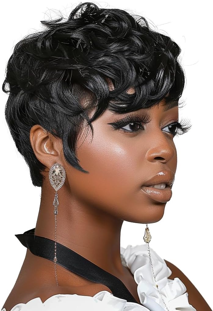 Amazon.com : DOcute Short Wigs For Black Women Pixie Cut Wigs Short ...