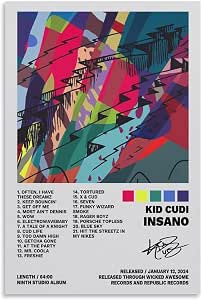 Amazon.com: Kid Cudi Poster Insano Album Cover Poster for Room ...