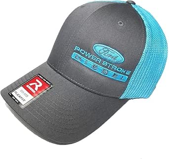 Amazon.com: Ford Powerstroke Trucker hat Richardson Charcoal Gray Blue ...