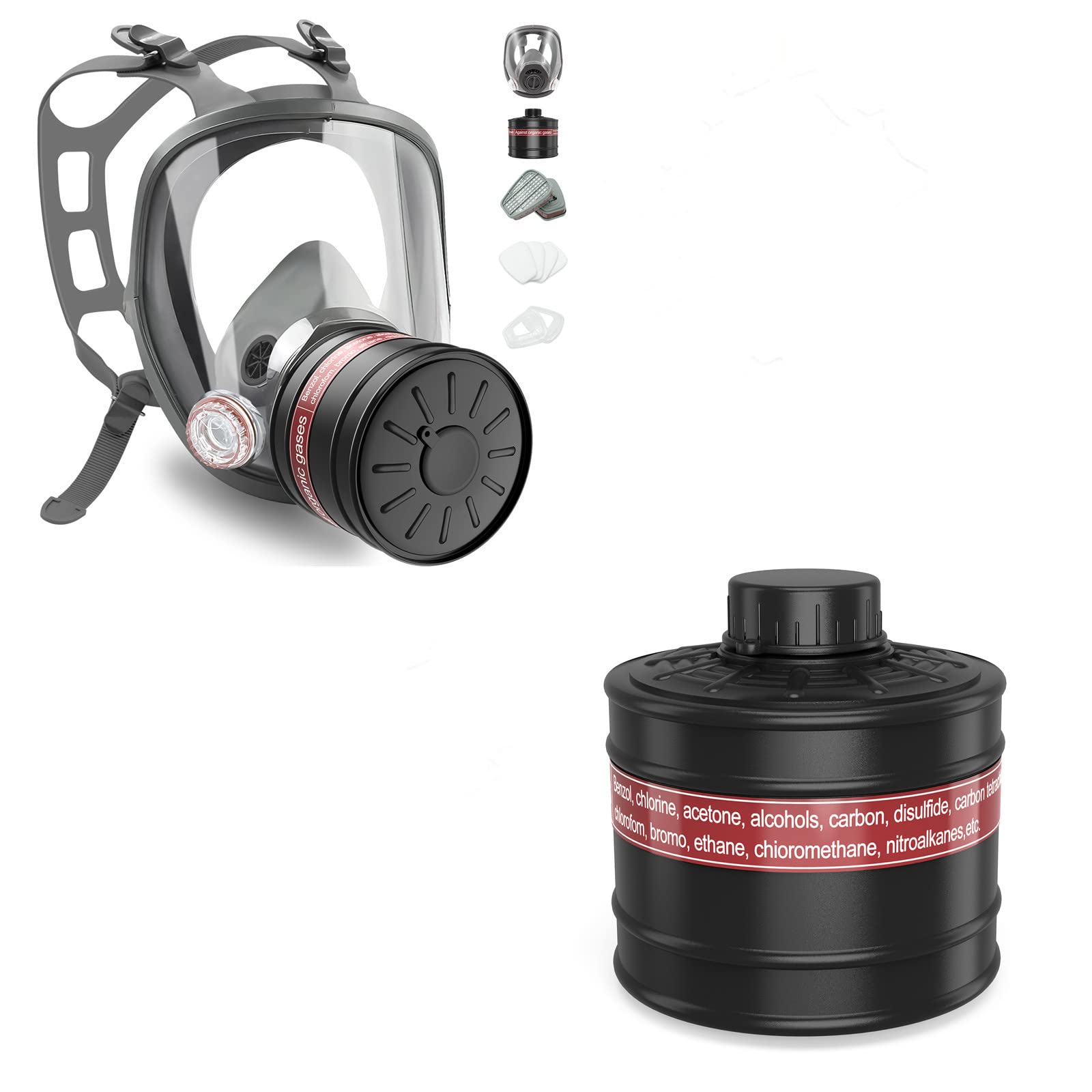 Buy Full Face Respirator and 40mm Filters, Respirator for Industrial ...
