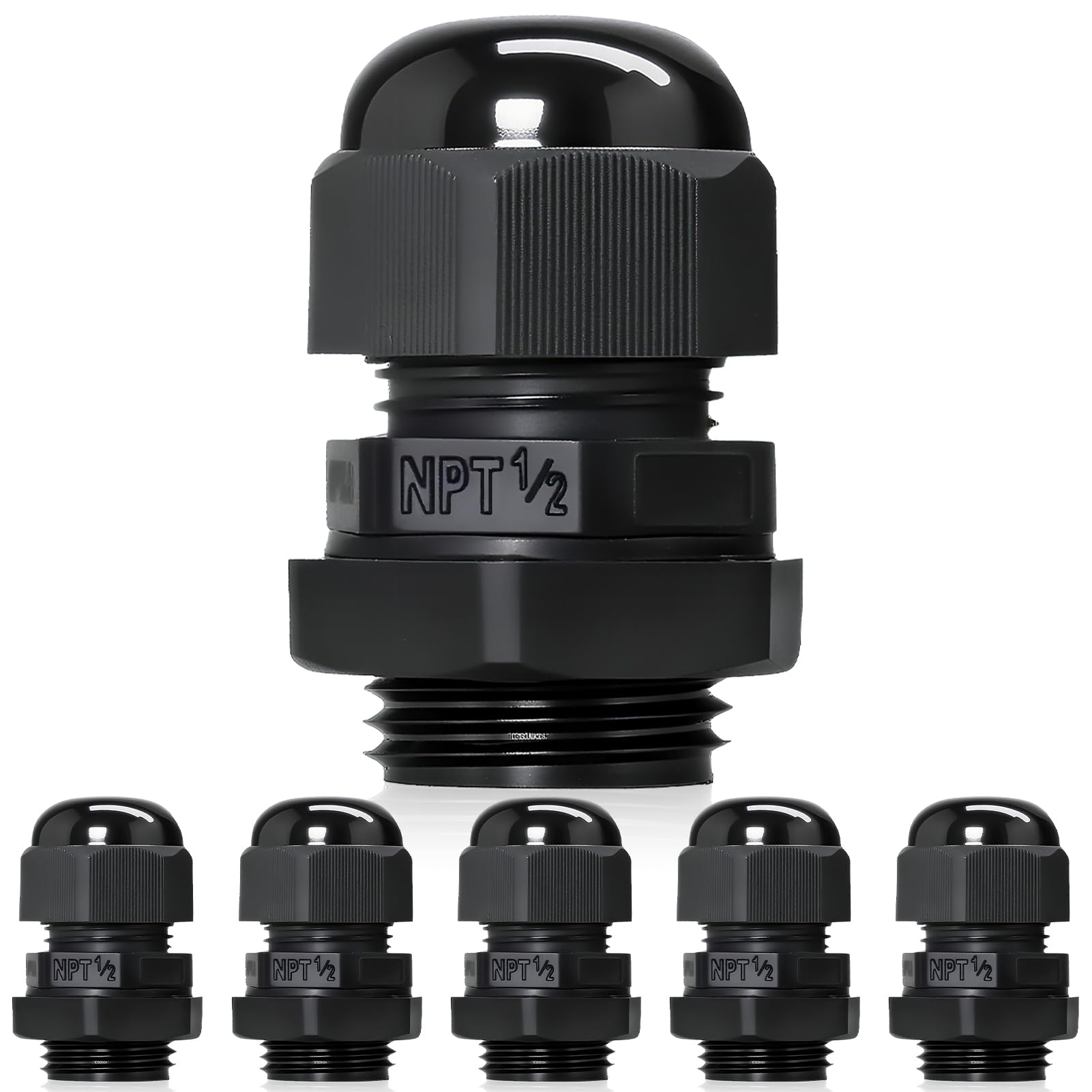 Snapklik.com : Wocloer 6 Pcs 1/2" NPT Black Adjustable Cable Glands ...