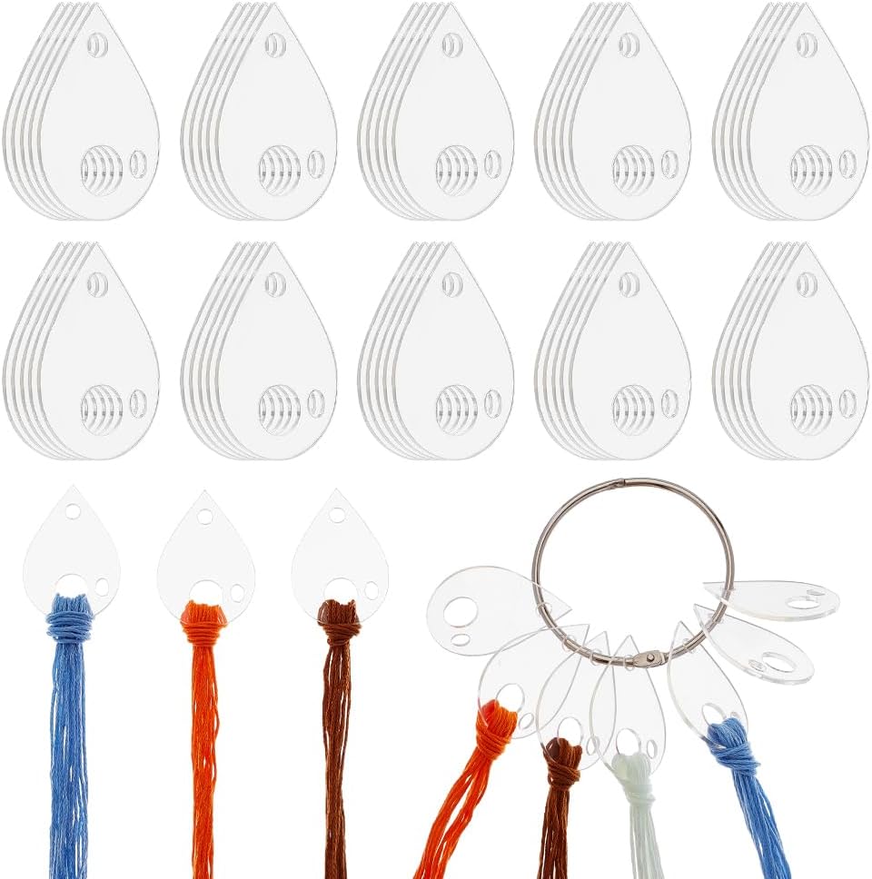 OLYCRAFT 50Pcs Clear Acrylic Bobbins with Hinged Ring Teardrop Acrylic ...