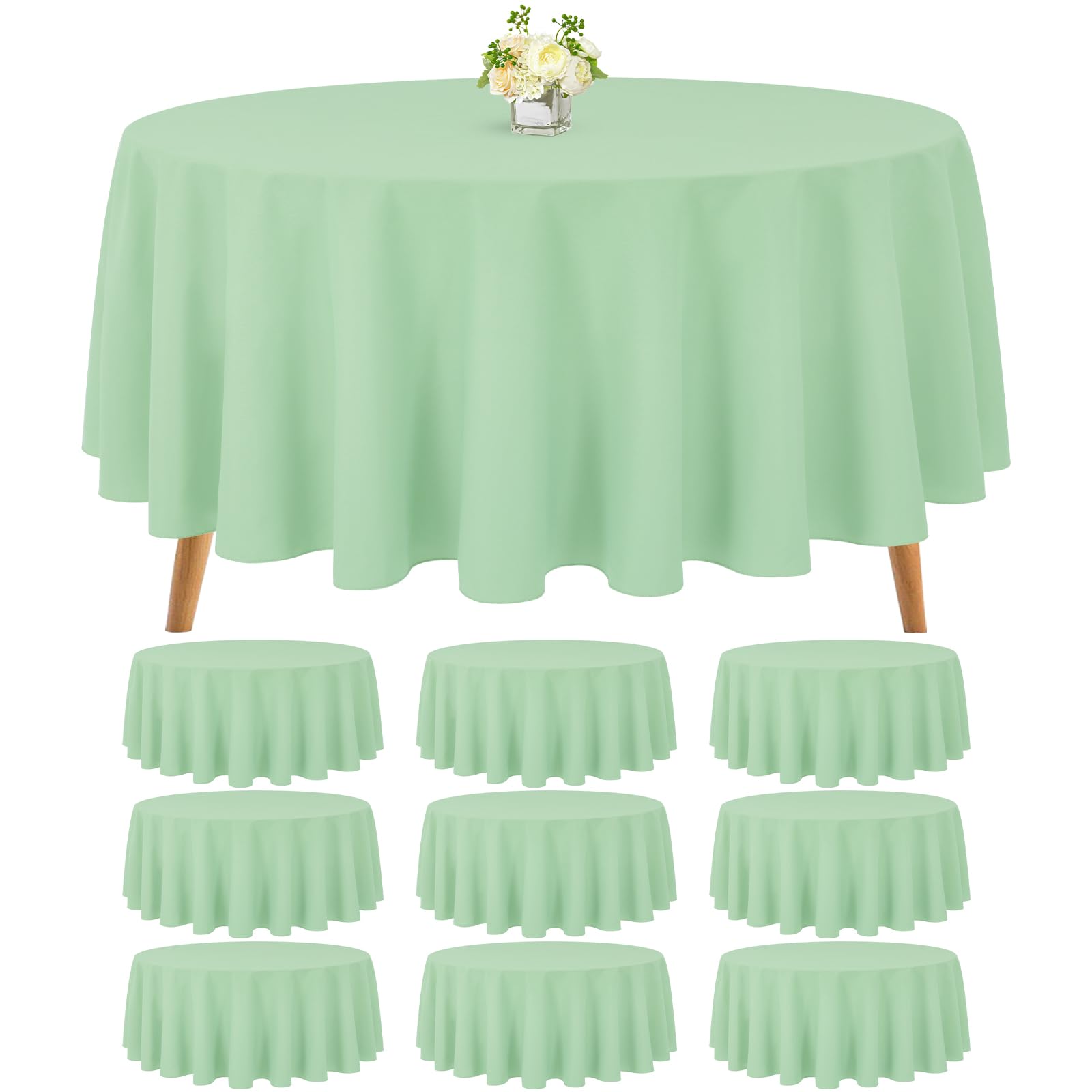 Amazon.com: 10 Packs Premium Round Tablecloth 90 Inch Sage Green ...