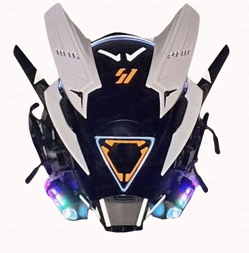 Amazon.com: JIANGLANY Black and White Punk Mask Helmet Futuristic Mask ...