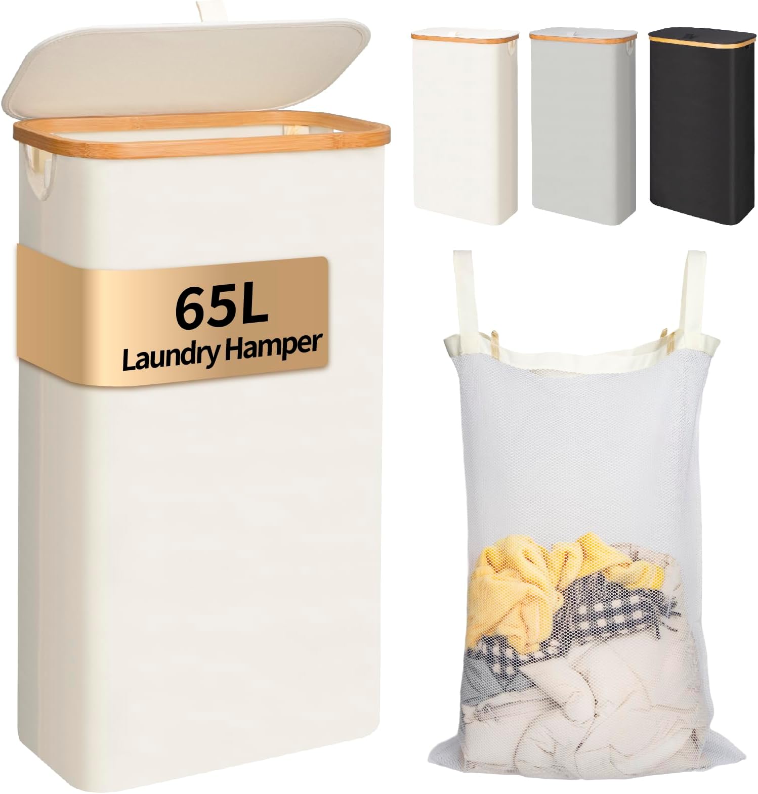 Amazon.com: iEGrow Slim Laundry Hamper, Narrow Laundry Basket with Lid ...