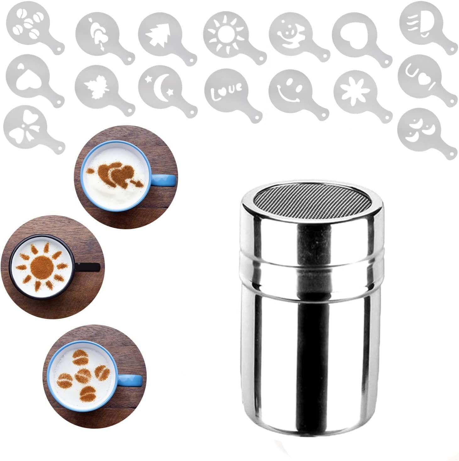 Chocolate Shaker Stainless Steel,Coffee Sprinkles Powder Set,Stainless ...