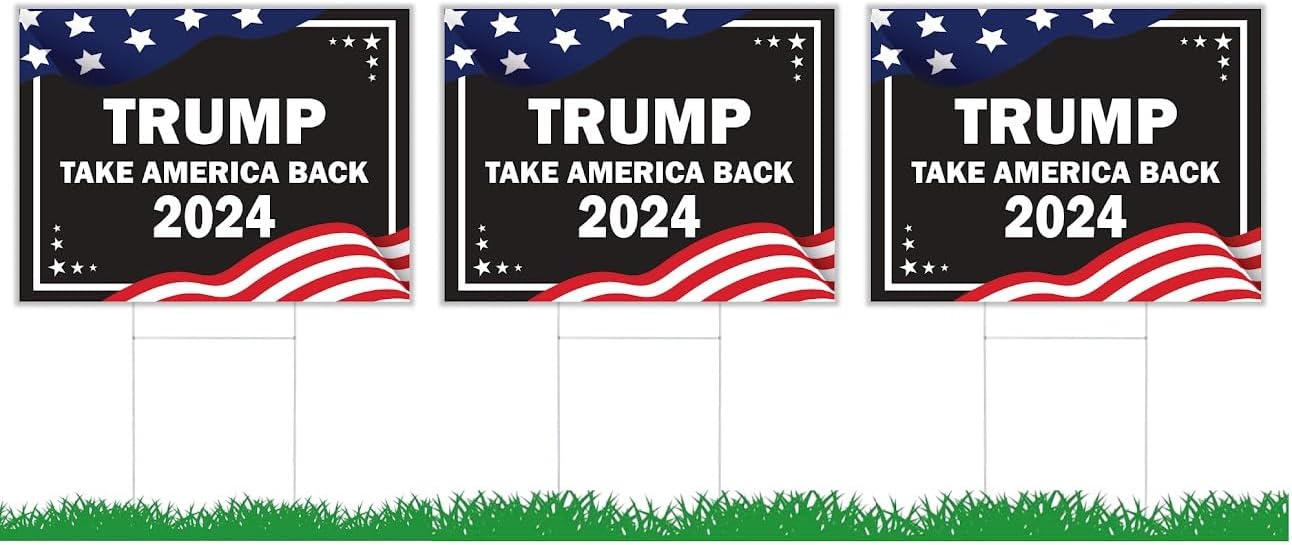 Amazon.com : Pack of 3 Trump 2024 Yard Sign - 12x16 Coroplast Donald ...