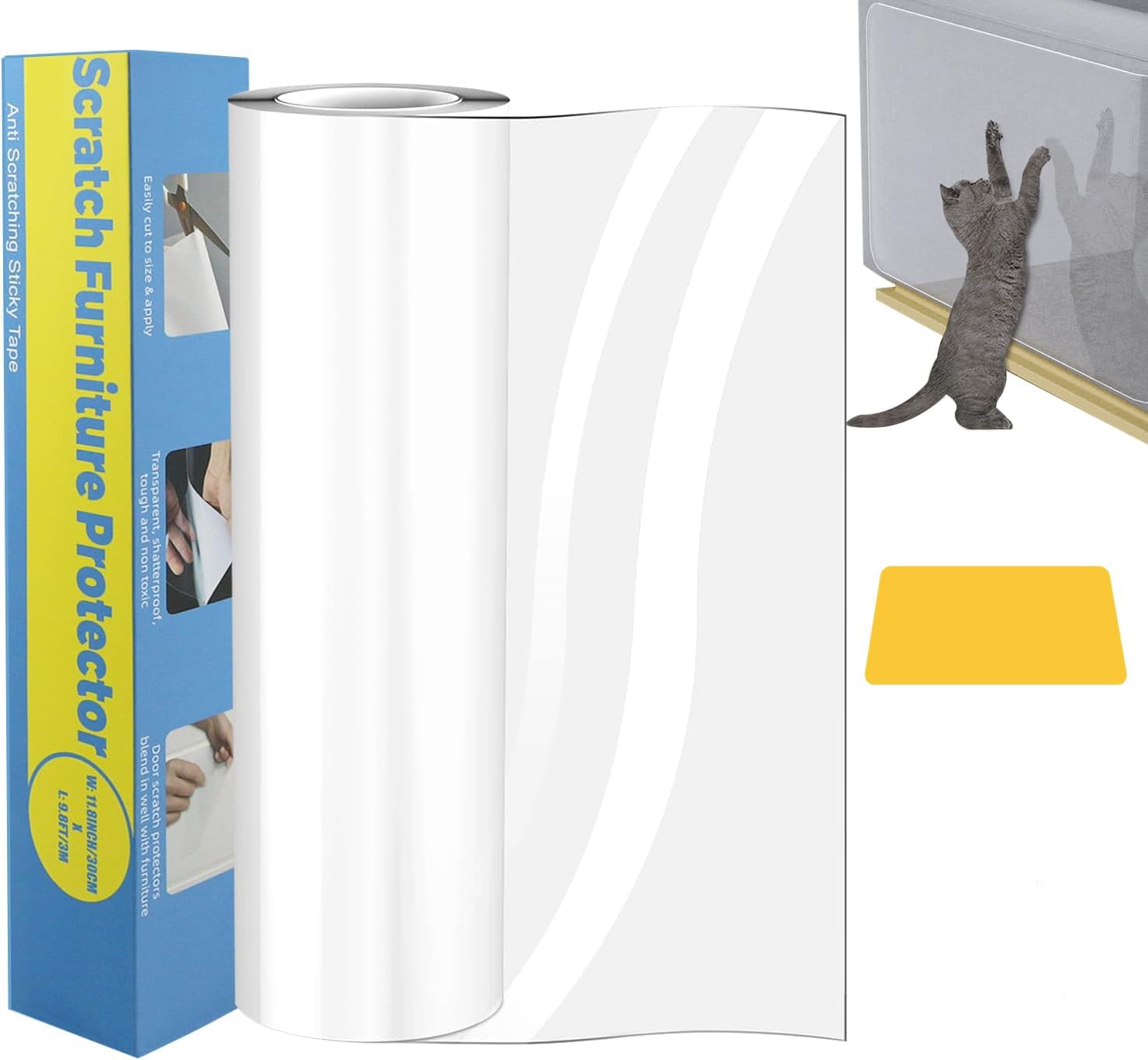 TLMUSE Cat Scratch Protector, 11.8" x 118" Single-Sided Sticky Cat ...