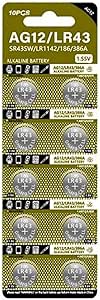 Amazon.com: AG12 LR43 SR43 260 386 1.5V Alkaline Coin Cell Battery for ...