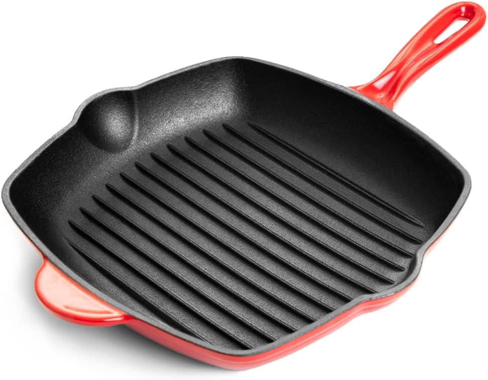 Amazon.com: Pre-Seasoned Cast Iron Griddle Pan - Square Cast Iron ...