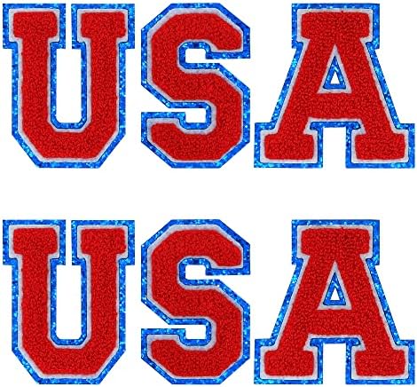 Amazon.com: 3 Pcs Iron on Patches Sew On Letter Patches USA Patches for ...