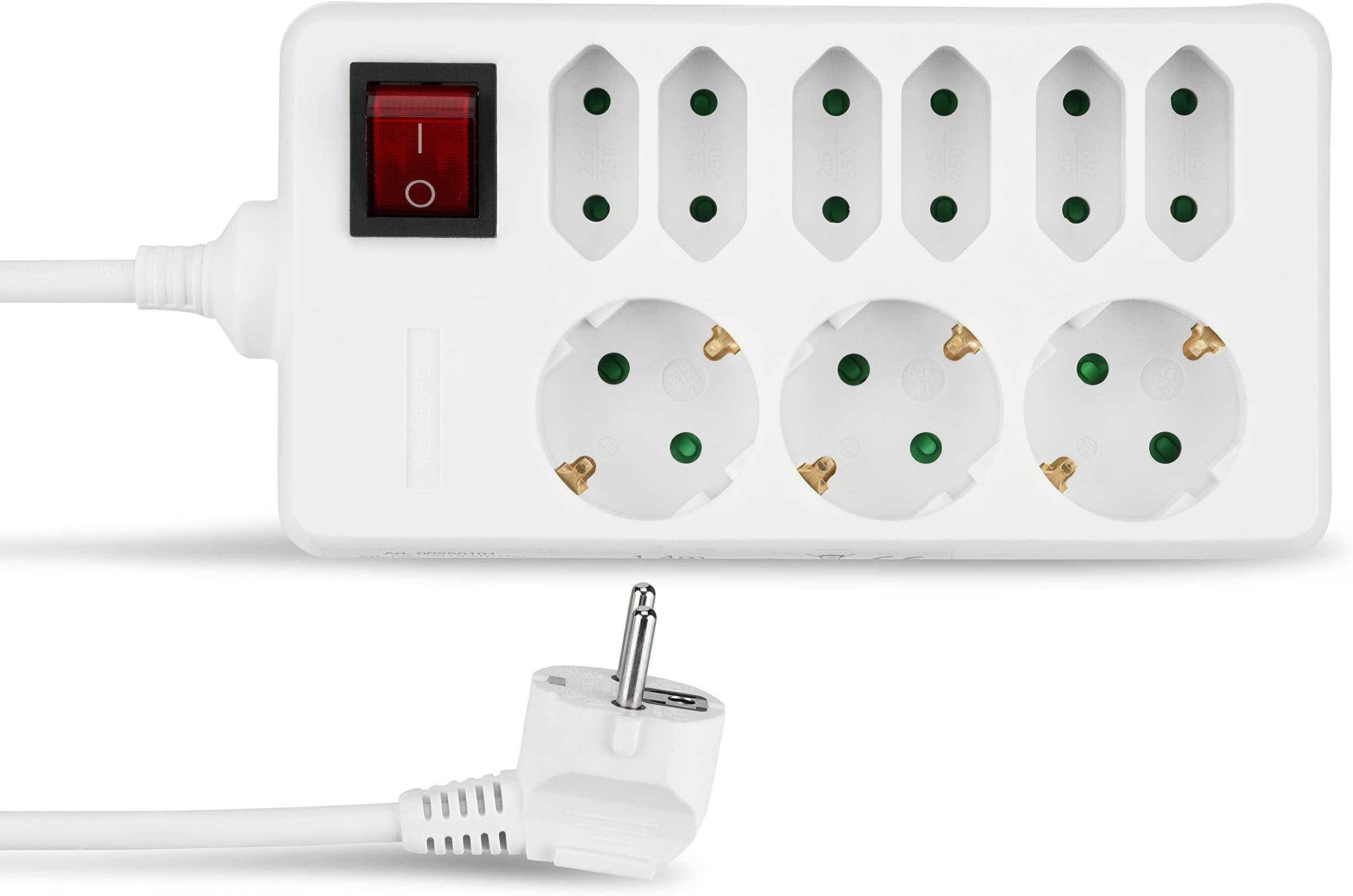 REV Steckdosenleiste - Mehrfachsteckdose mit Schalter 9-Fach, 6X Euro ...