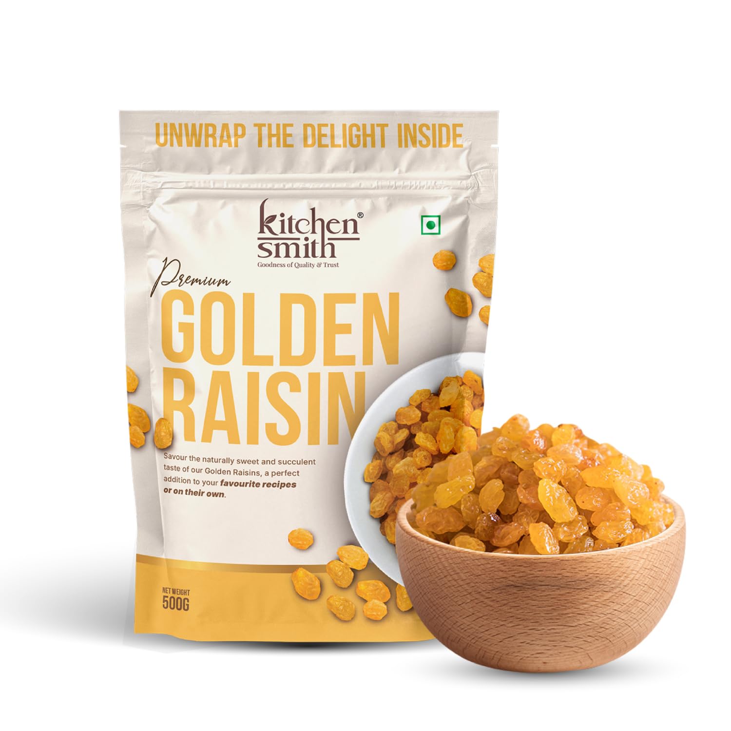 KitchenSmith Golden Raisin Seedless 500 GM | Dakh, Indian Kishmish ...