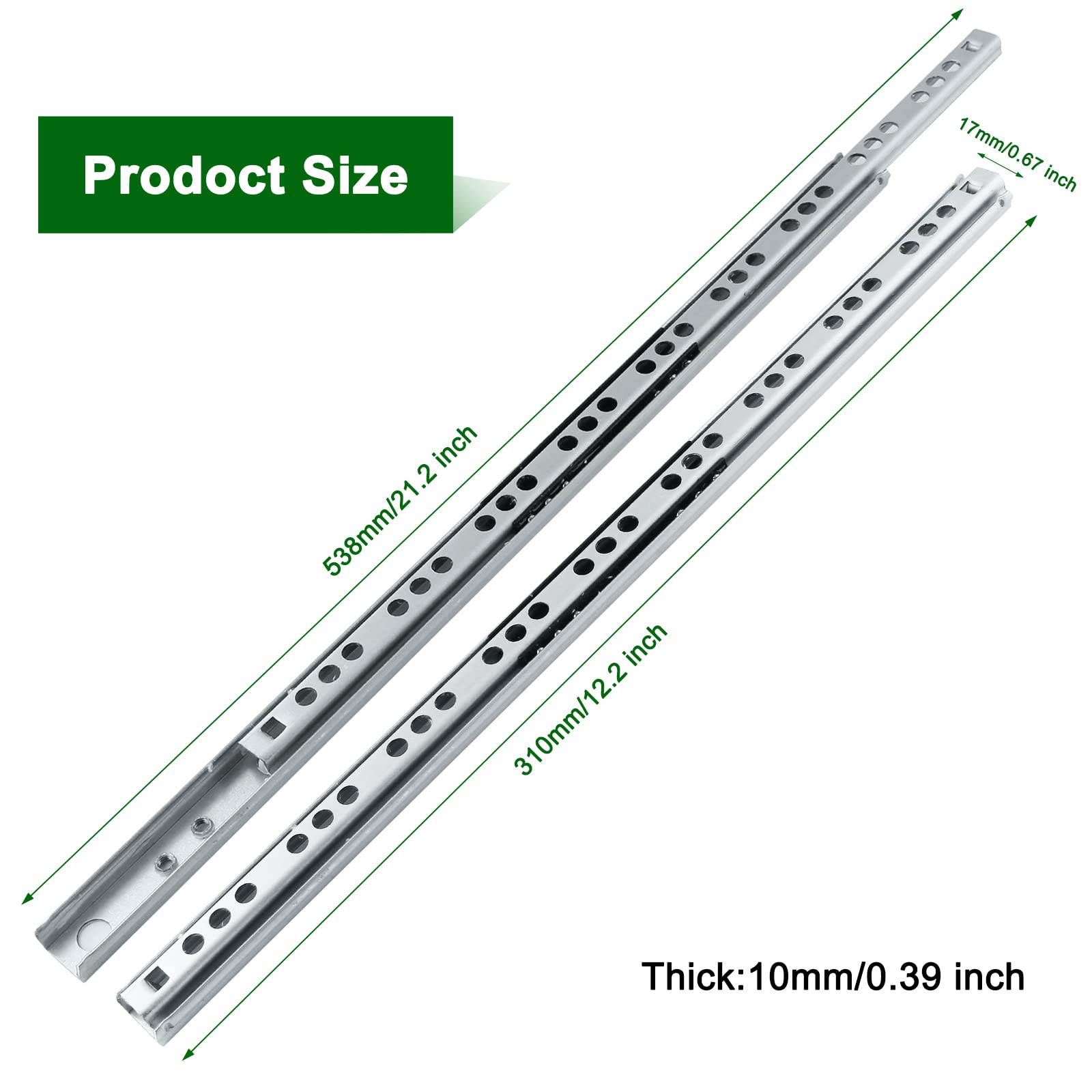 Snapklik.com : Suiwotin 12 Inch Drawer Slides, Metal Drawer Slide Small ...
