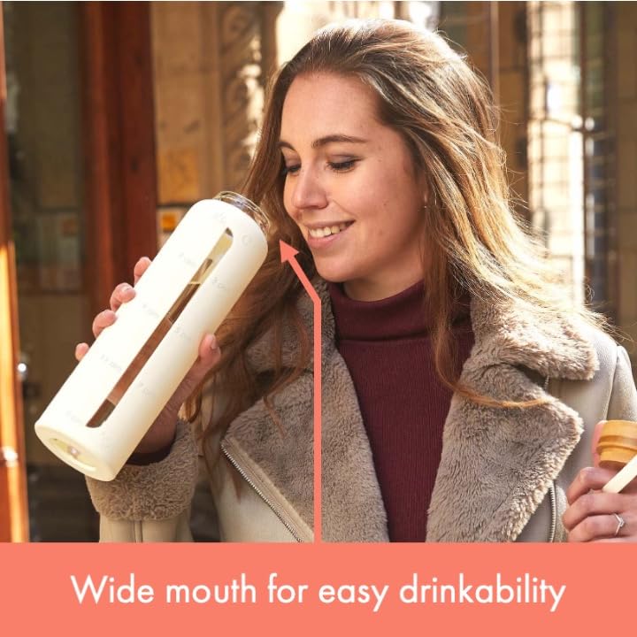 Uba 32 oz Glass Water Bottle with Time Marker & Measurements – BigaMart