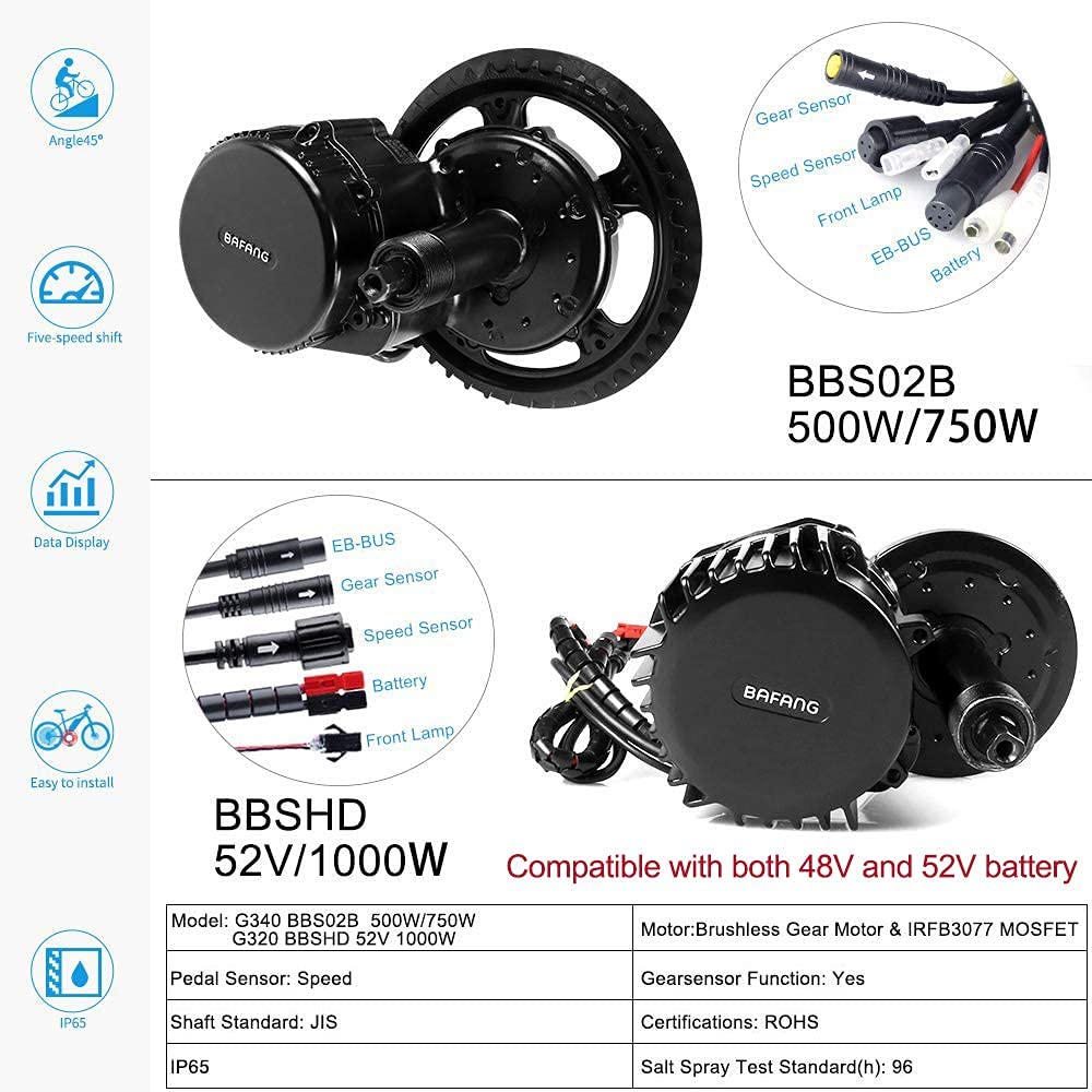 Buy BAFANG BBS03 BBS02B 1000W 750W 500W Ebike Motor LCD Speedmeter ...