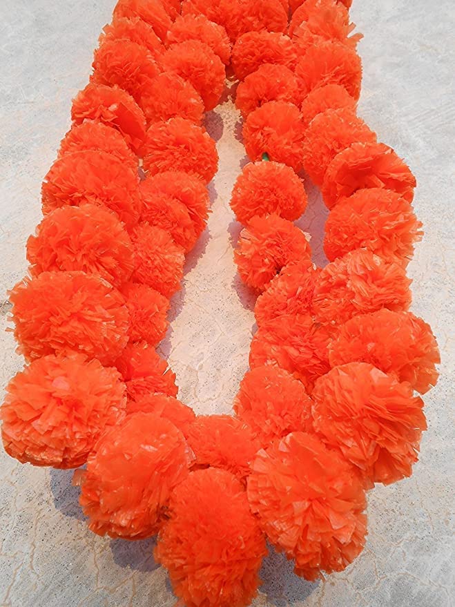 Buy The Trends Set of 10 Orange Garland of Artifical Marigold Flower ...