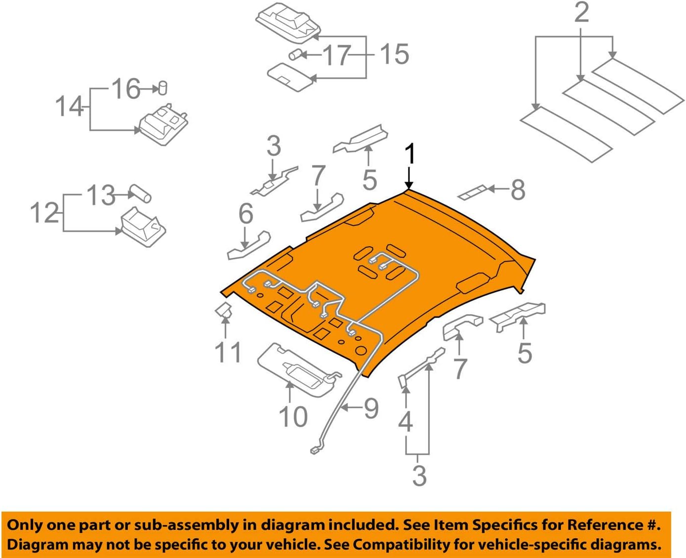 Genuine Hyundai 85321-2L310-4W Headlining Assembly, Headliners - Amazon ...