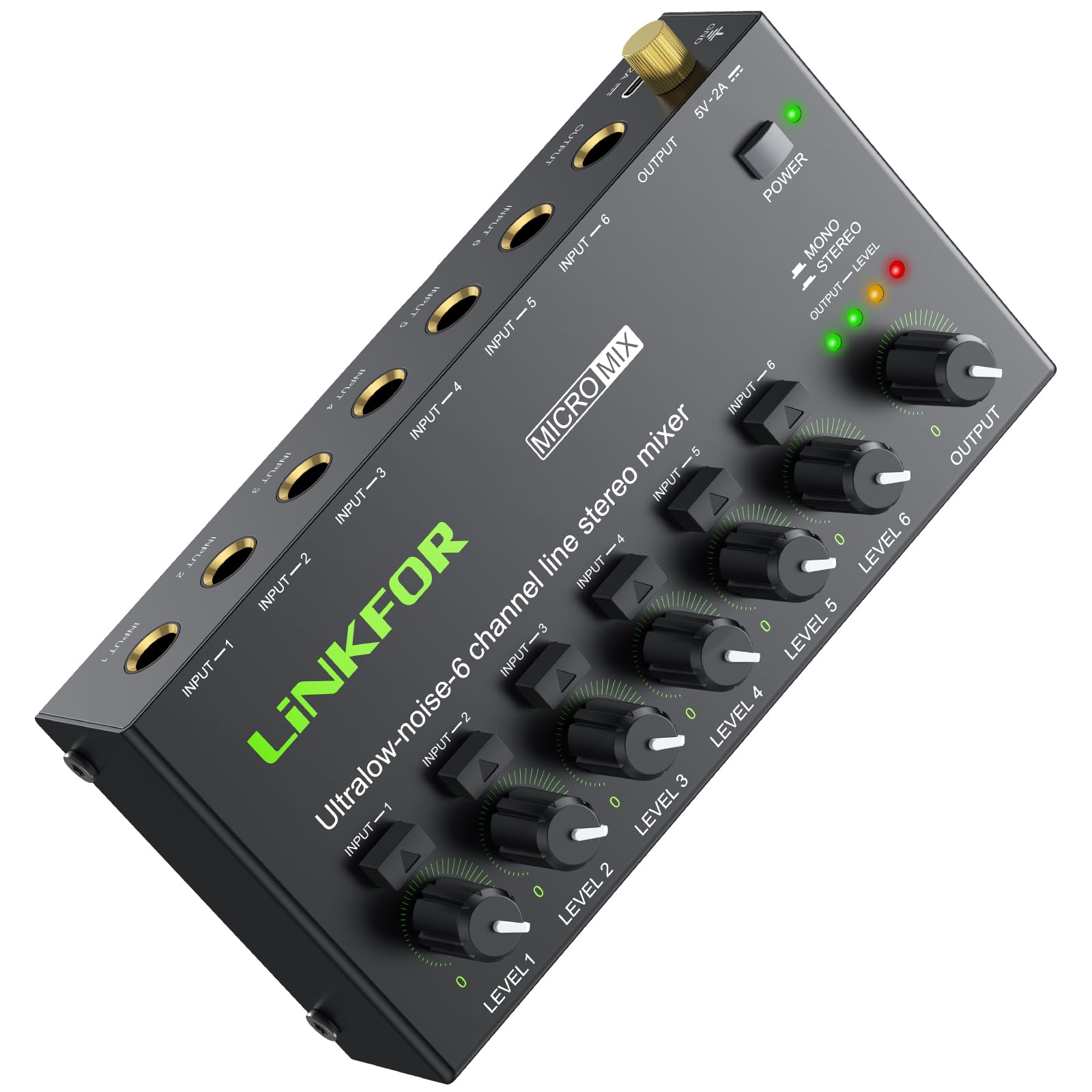 Linkfor 6 Channel Stereo Line Mixer With Independent Volume Control ...