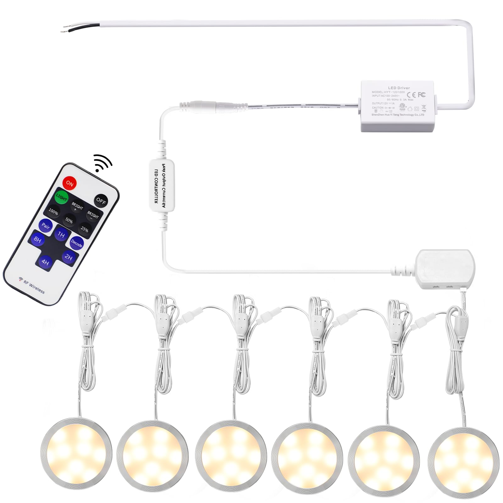 AIBOO Linkable Under Cabinet LED Lighting 12V Dimmable Puck Lights ...