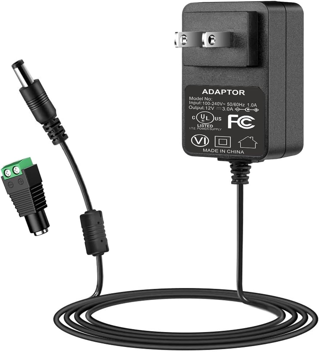 Amazon.com: UL Listed 12V 3A Power Adapter, 100-240V AC to DC 12V 36W ...