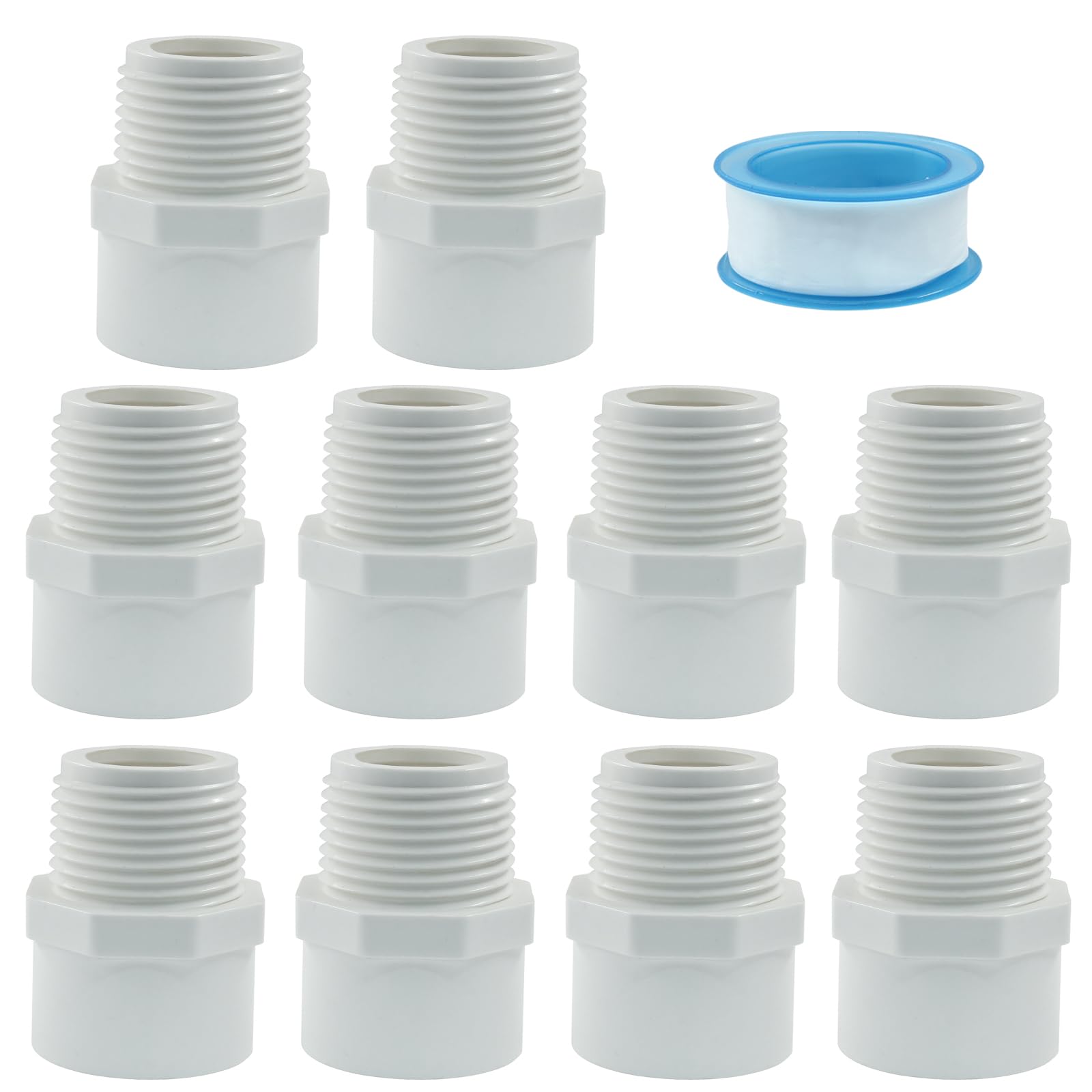 Snapklik.com : 10 Pcs White PVC Male Adapter, 1 Inch Schedule 40 Socket ...