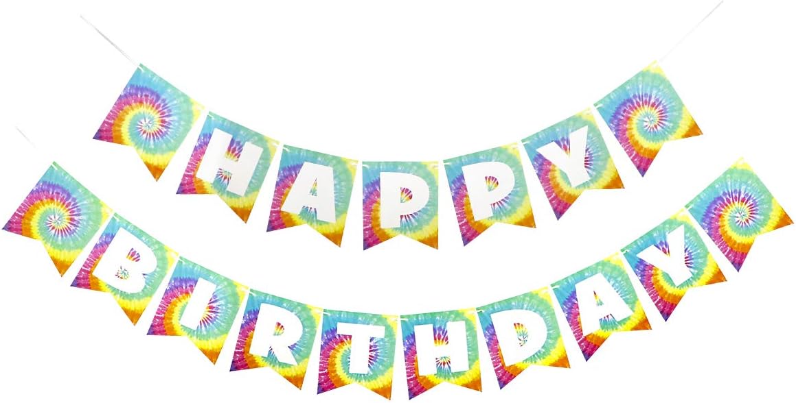 Amazon.com: POP parties Ink Tie Dye Happy Birthday Banner - Party ...