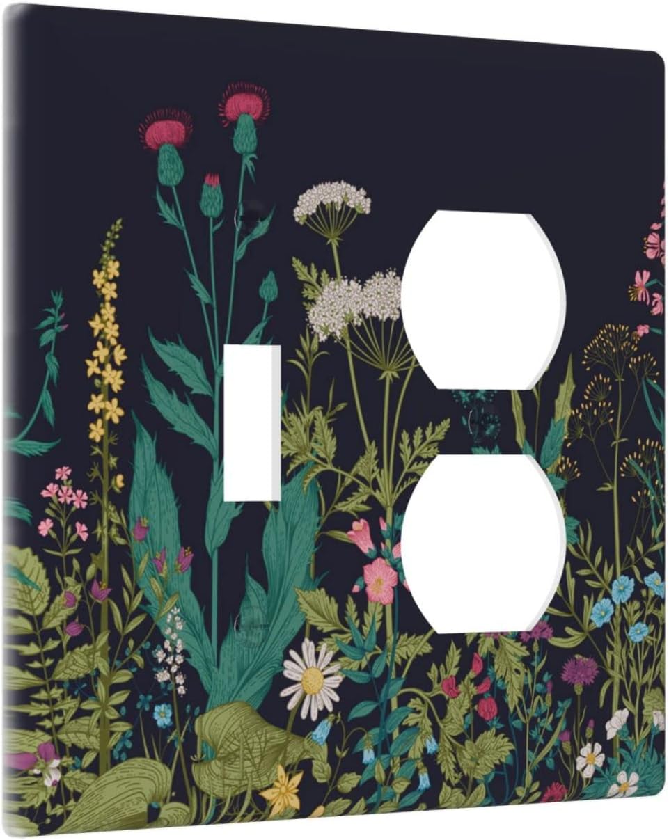 Wild Flower 2 Gang 1 Toggle 1 Duplex Comb Light Switch Cover Decorative ...