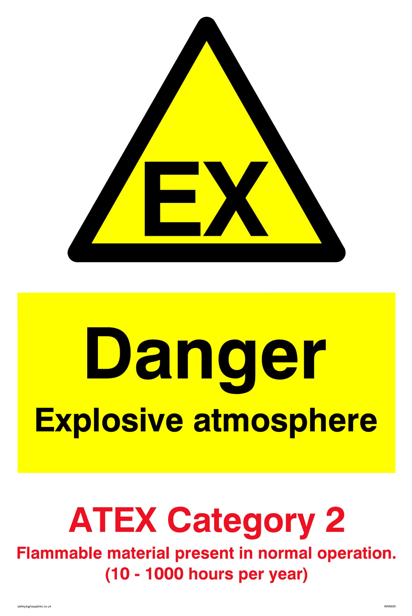 Pack of five - Danger Explosive Atmosphere Atex Category 2 Sign ...