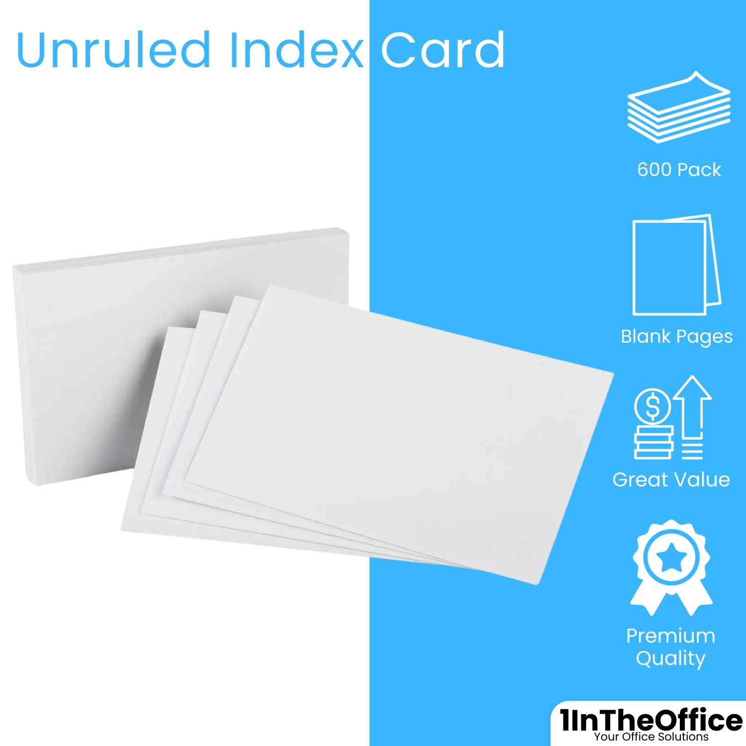 Snapklik.com : 1InTheOffice Index Cards 5x8 Blank
