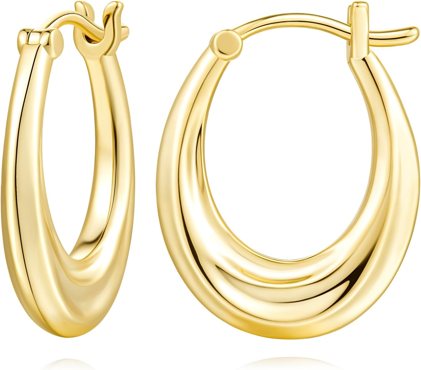 Amazon.com: AMELINE 14K Gold Hoop Earrings for Women, Small Gold Hoop ...