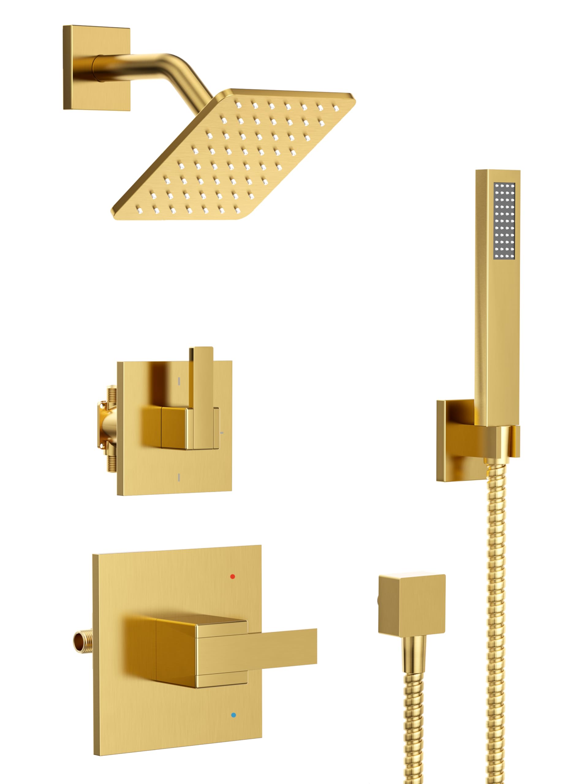 ESNBIA Gold Shower System, Wall Mounted Gold Shower faucet Set with ...