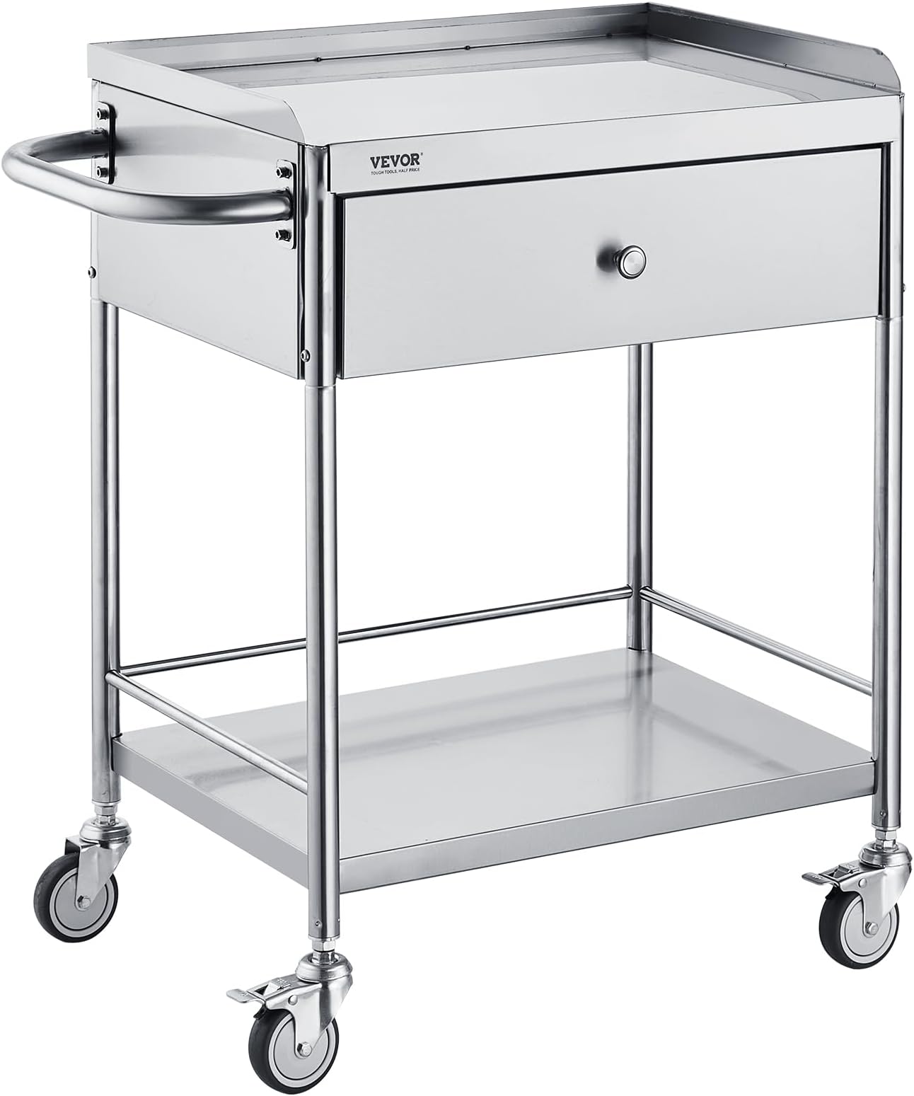 VEVOR Medical Cart, 2-Layer Stainless Steel Cart 220 lbs Weight ...