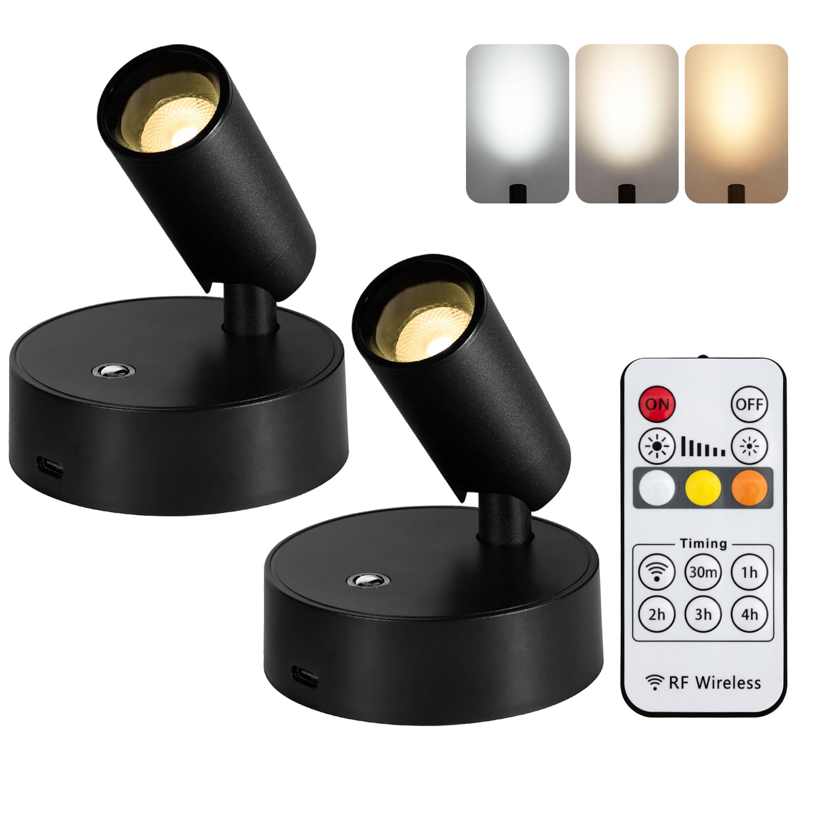 OTeedo 2 Pack Wireless Spotlights Indoor with Remote Up Lights Indoor ...