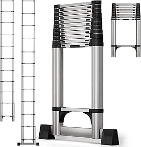 Makamsui 12.5ft Telescoping Ladder, Stainless Steel Expandable Folding ...