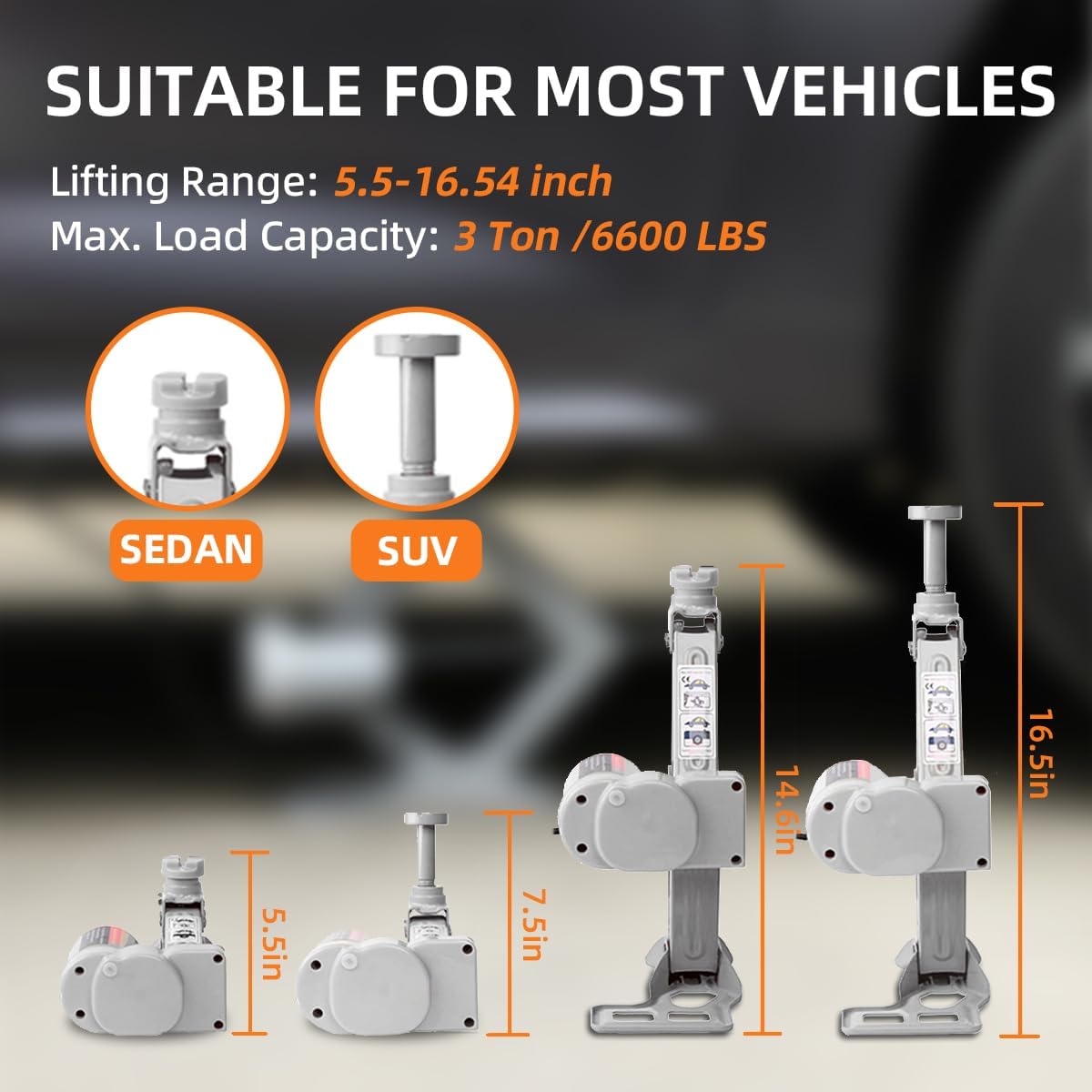 Snapklik.com : STANDTALL Electric Car Floor Jack Set 3 Ton All-in-one ...