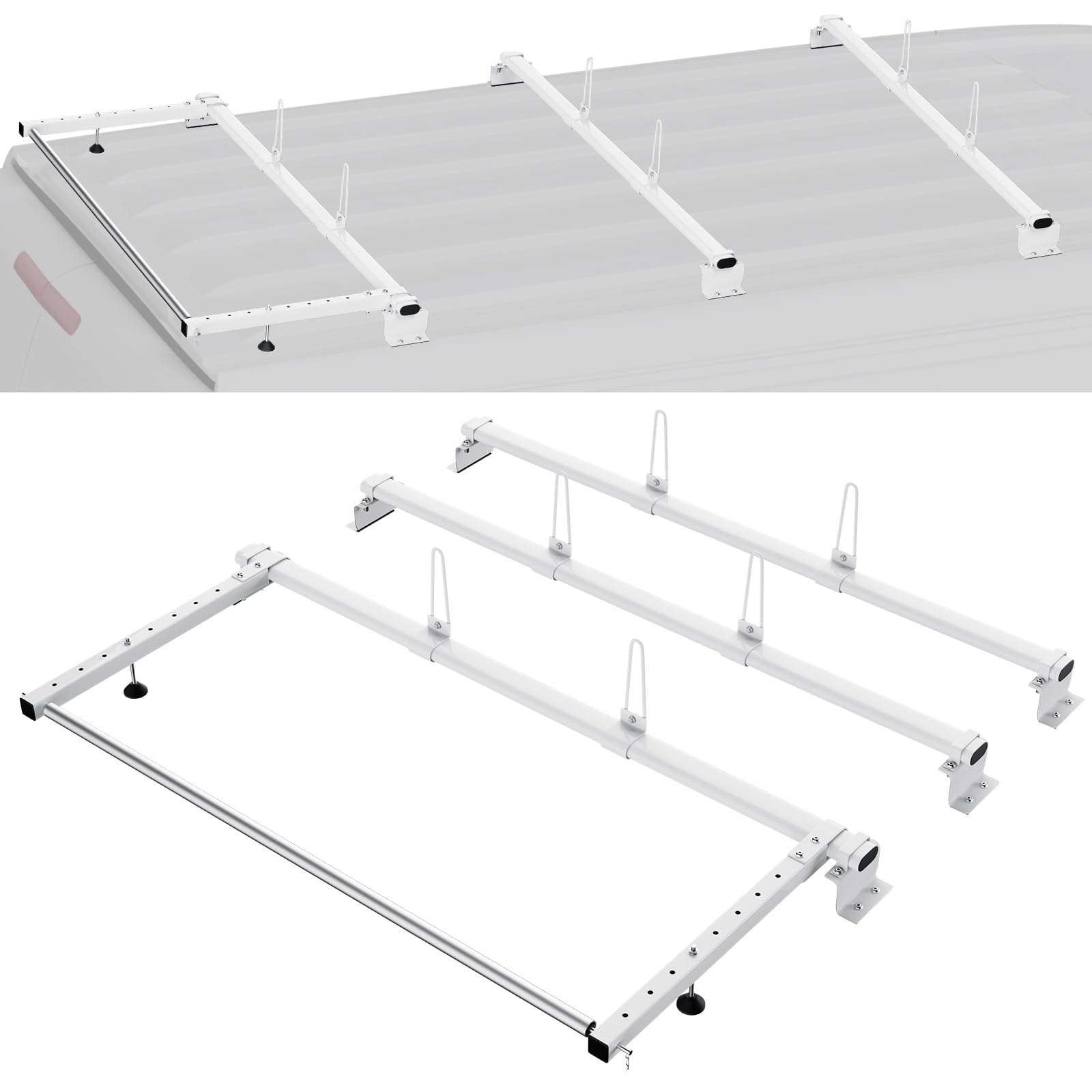 VEVOR Van Roof Ladder Racks, 56" Van Racks, 90 kg Capacity Each Bar ...