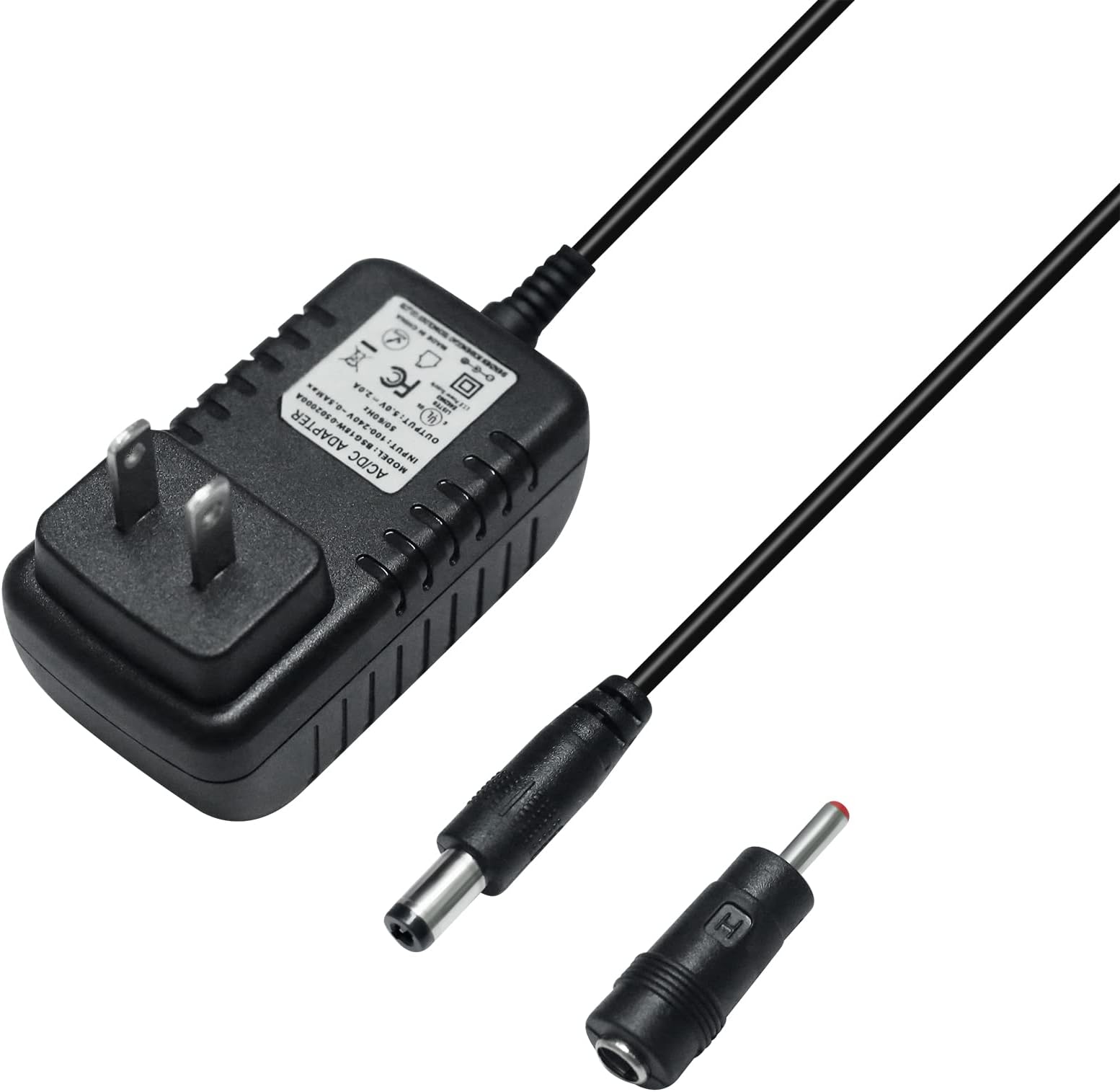 DCHAV 5V 2A Power Supply Adapter AC to DC Plug 5.5mm x 2.5mm 3.5mm x 1 ...