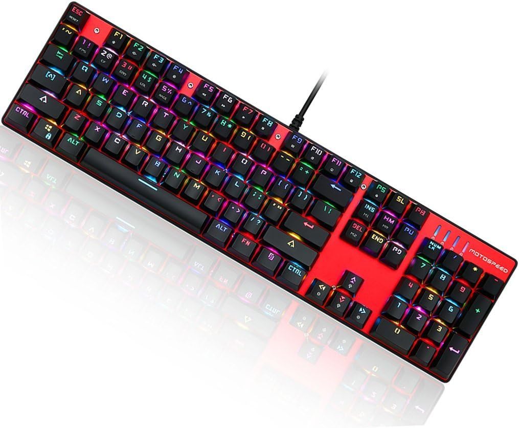 Mechanical Keyboard, Motospeed CK104 Metal Blue Switches High-Speed ...