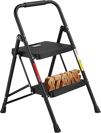 BONTEC 2 Step Ladder, Capacity 272KG with Wide Anti-Slip Pedals ...