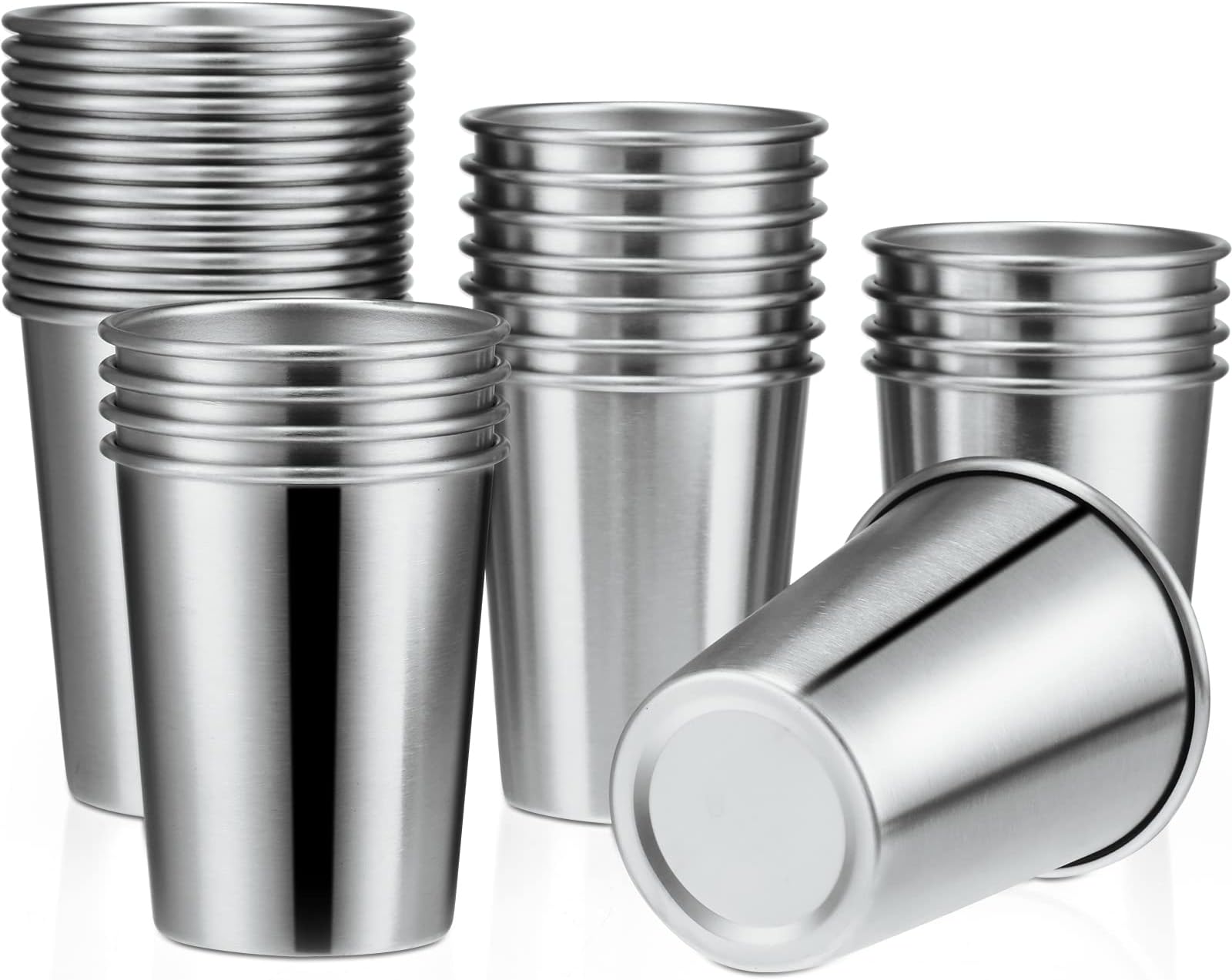 Amazon.com | Hushee 24 Pack 16 oz Stainless Steel Pint Cups Metal Cups ...