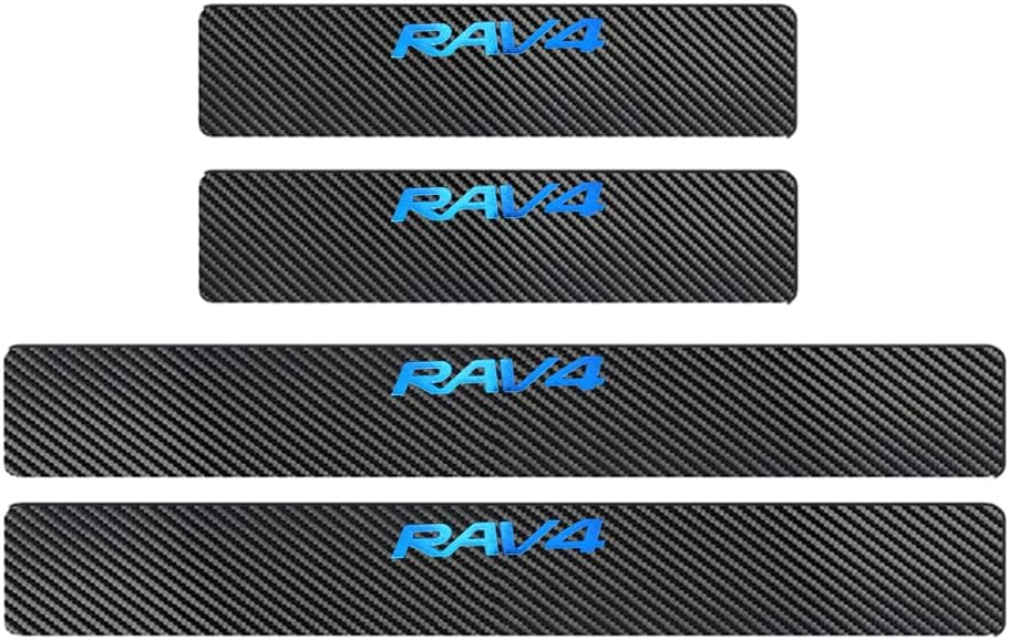 Amazon | 【BOYOUS最新型】トヨタ RAV4 XA50系(2019年4月～)専用 スカーボン調の革 スカッフプレート・サイドステップ 金箔ホットプレスロゴ 車用内装パーツ 防キズ ...