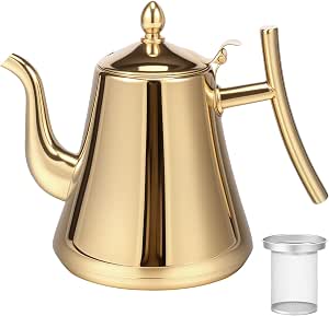 Amazon.com: Stainless Steel Teapot, 1.7L Teapot with Removeable Infuser ...